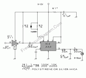 Audio Frequency Meter Using 555 IC – Electronic Circuit Diagram