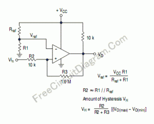 Inverting Comparator With Hysteresis Circuit Diagram
