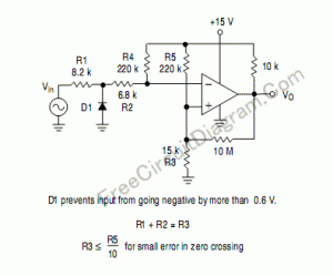 Single Supply Zero Crossing Detector – Electronic Circuit Diagram