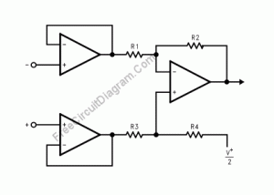 Three Op-Amps Instrumentation Amplifier – Electronic Circuit Diagram
