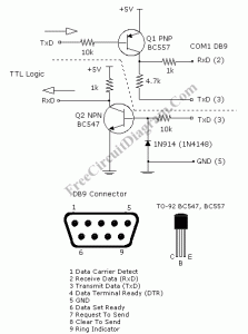 Simple TTL-RS232 Level Converter Using Transistor – Electronic Circuit Diagram