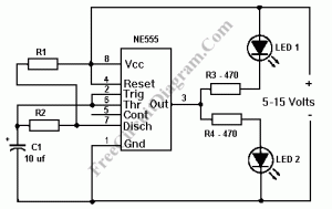 LED Flasher Using 555 IC – Electronic Circuit Diagram