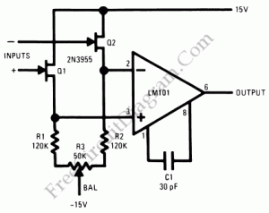 FET Input for Op-Amp – Electronic Circuit Diagram