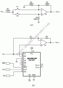 Digitally Controlled Dual Polarity Amplifier – Electronic Circuit Diagram
