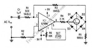 LF356 4-Ranges Ac Millivoltmeter – Electronic Circuit Diagram