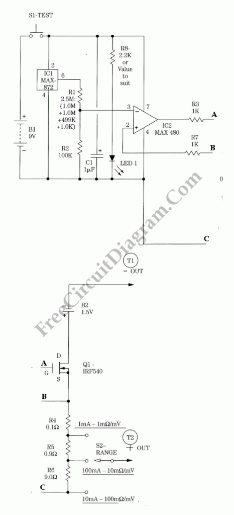 10 mA, 100 mA, and 1 A Current Source – Electronic Circuit Diagram